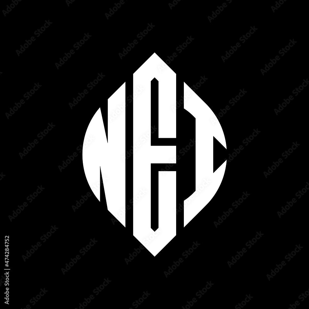 NEI circle letter logo design with circle and ellipse shape. NEI ...