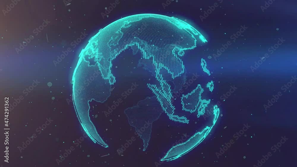 Earth globe with transparent night map of earth slow rotates around its ...