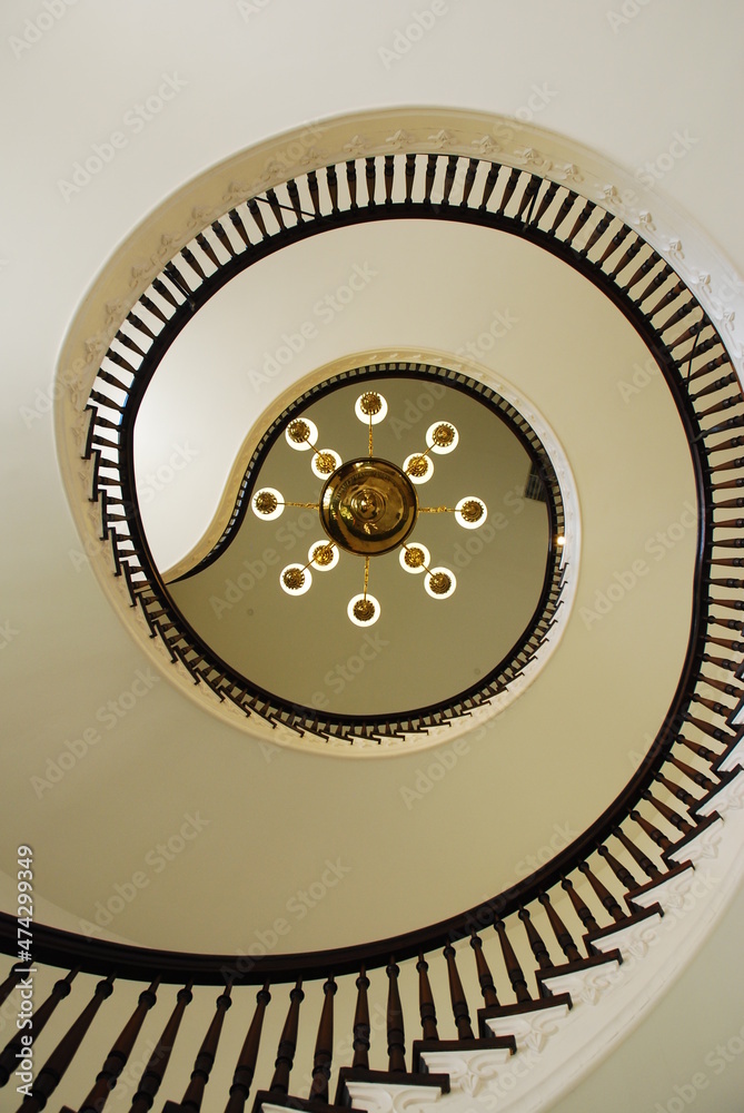 Recreating the Fibonacci sequence, A Spiral Staircase ascends upwards ...