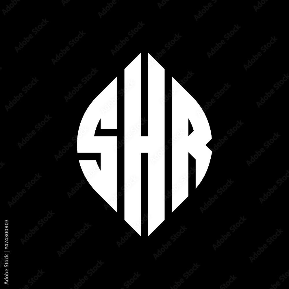 SHR circle letter logo design with circle and ellipse shape. SHR ...
