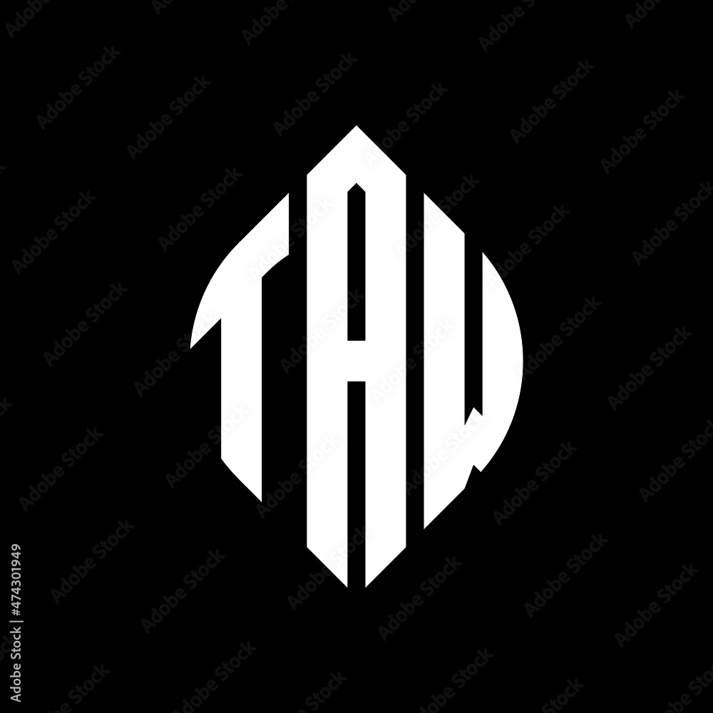 TAW circle letter logo design with circle and ellipse shape. TAW ...