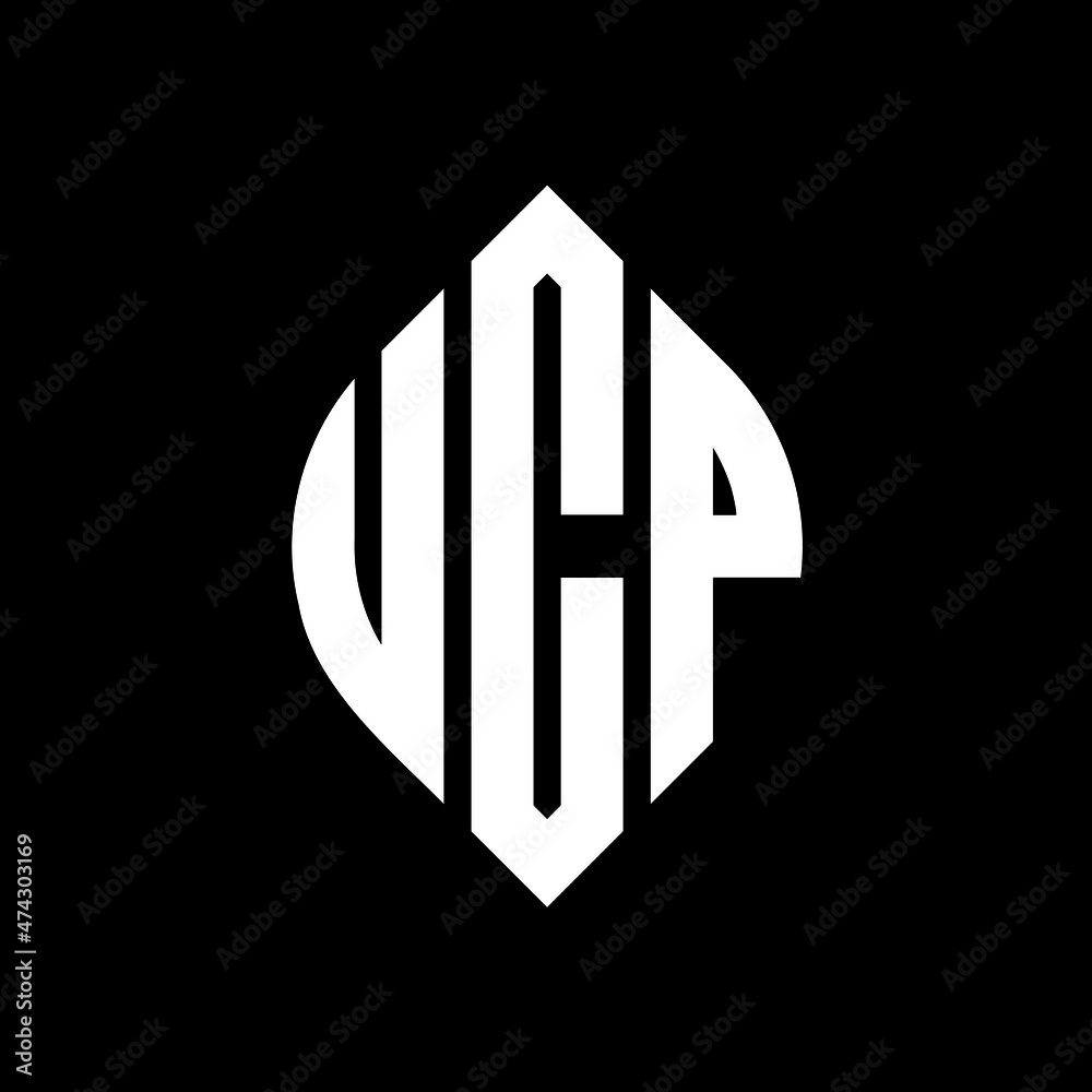 UCP circle letter logo design with circle and ellipse shape. UCP ...
