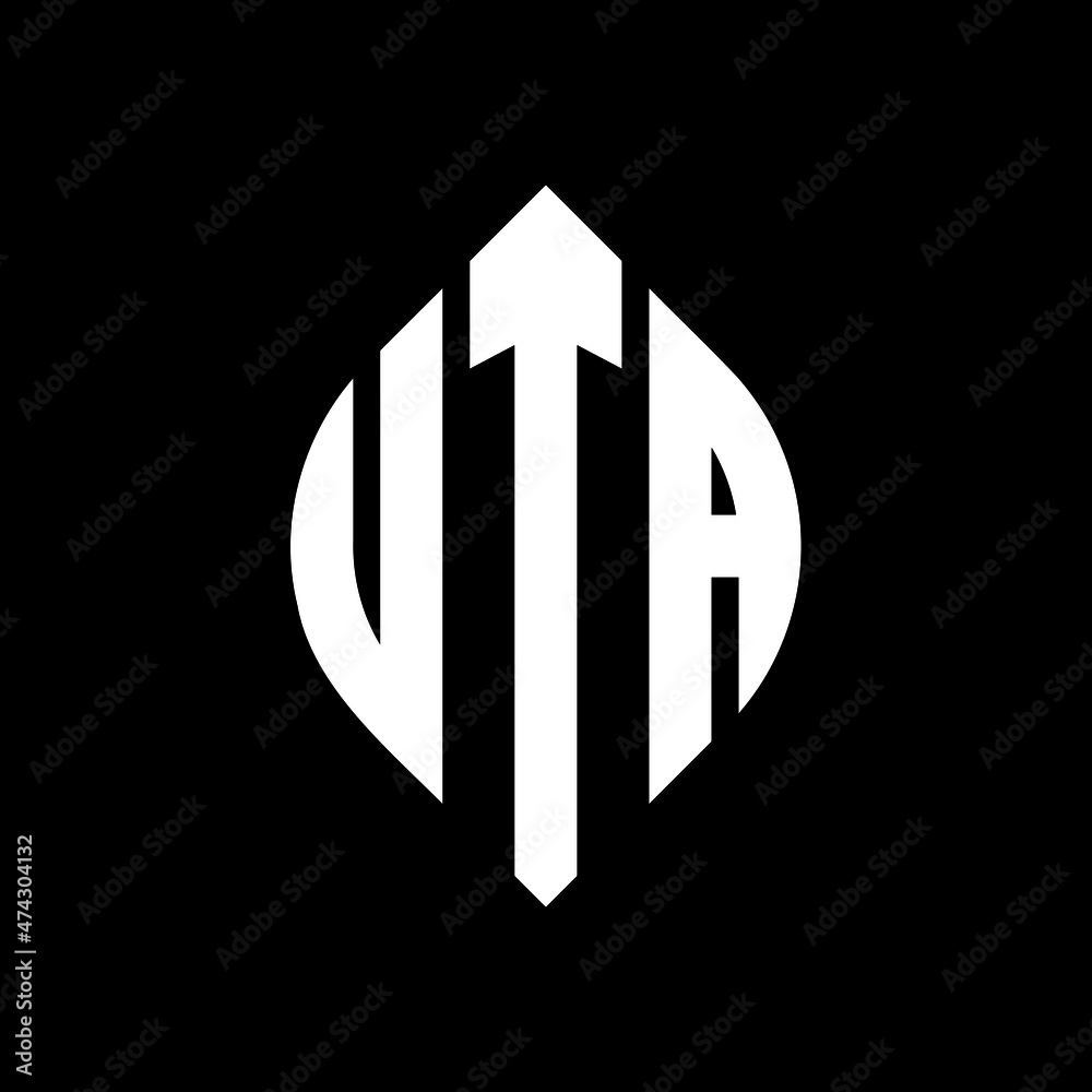 UTA circle letter logo design with circle and ellipse shape. UTA ...