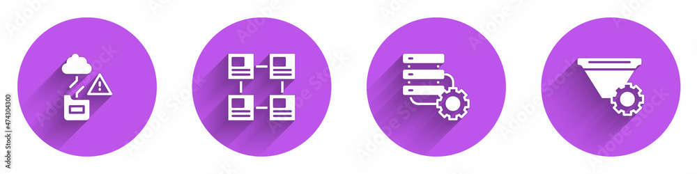 Set Cloud technology data transfer, Hierarchy organogram chart, Server ...