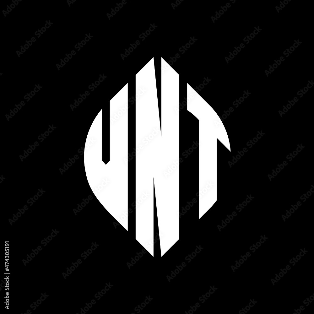 VNT circle letter logo design with circle and ellipse shape. VNT ...