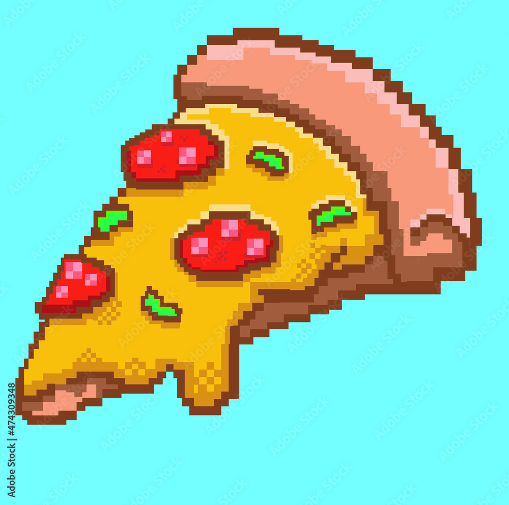 pizza slice icon,fast food pixelart,vector illustration Delicious and ...