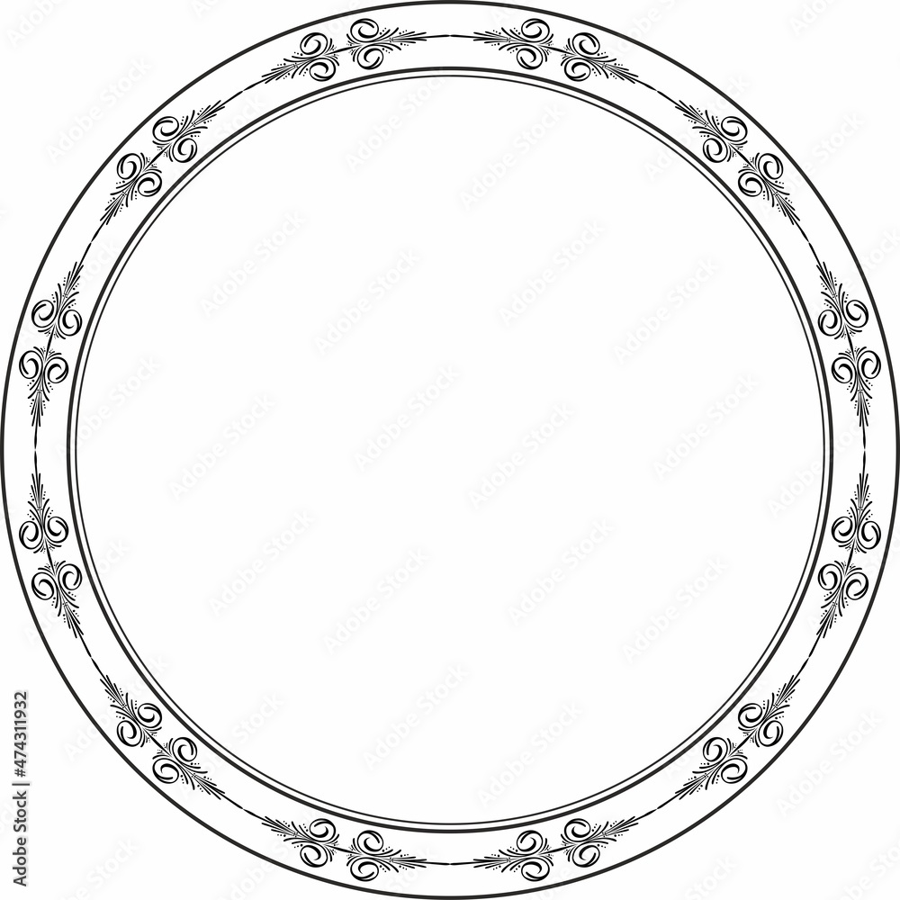 Vector round classic European ornamental frame. Beautiful circle border ...
