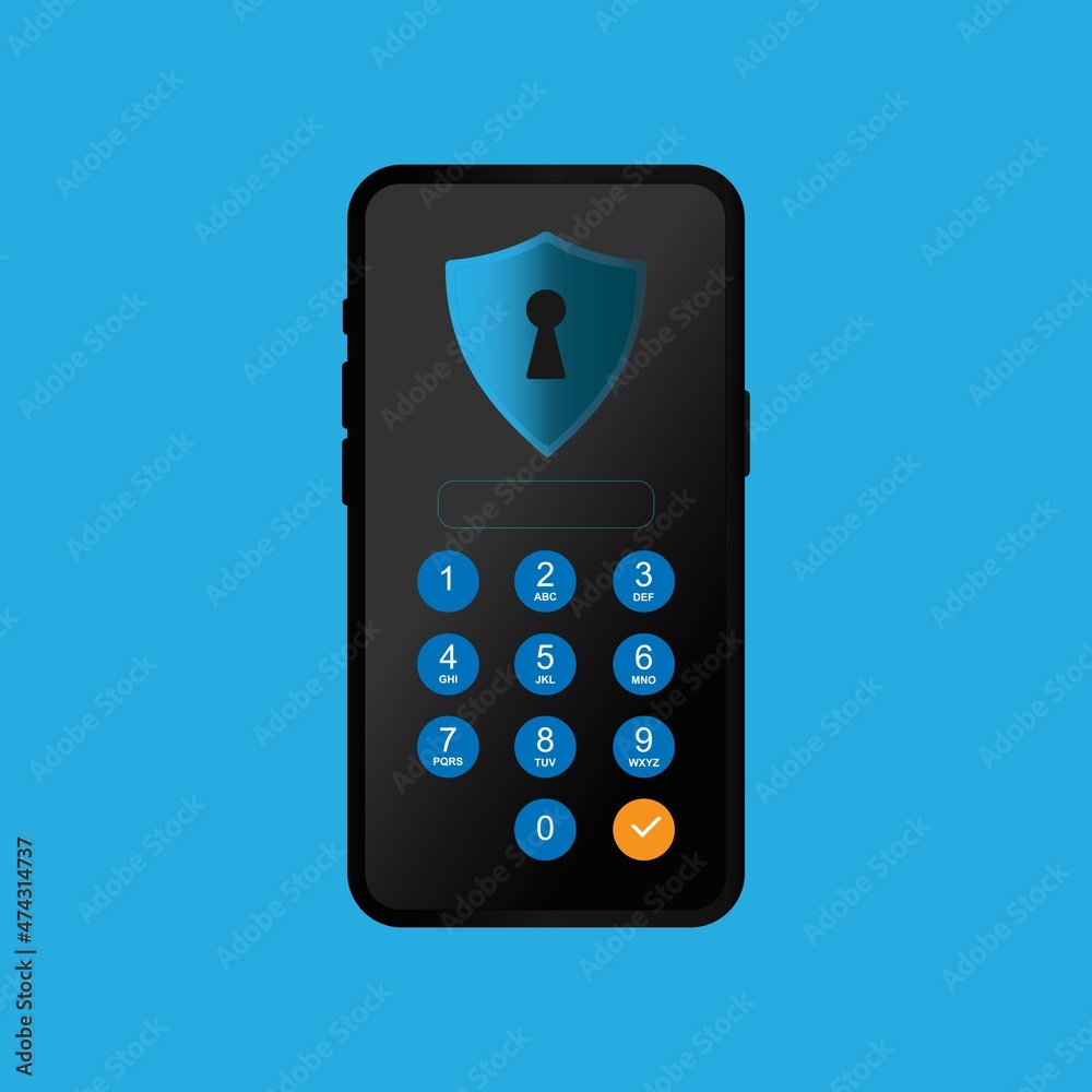 Enter Password. Unlock Screen Interface. Enters the PIN-code on the numeric keypad. Vector ...