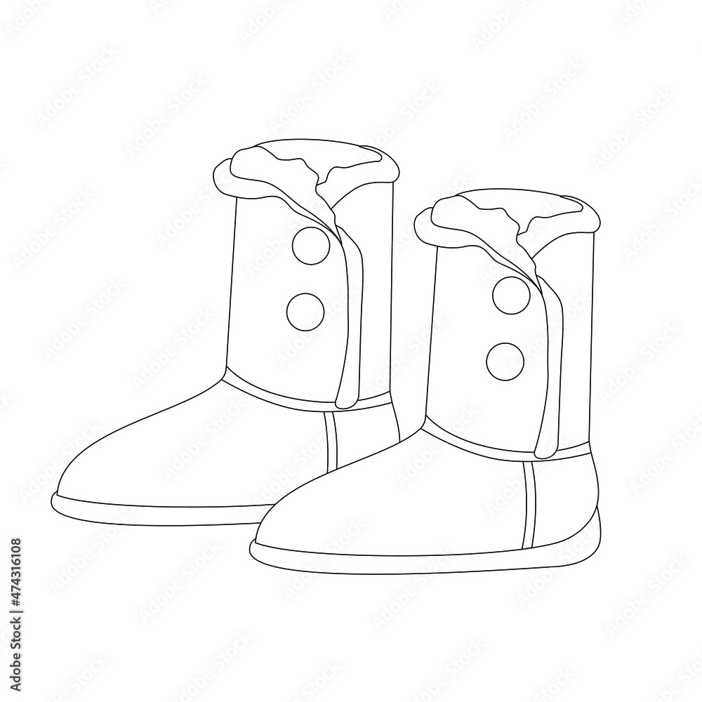 Vector outline image of boots. Suitable as a technical drawing, for use ...