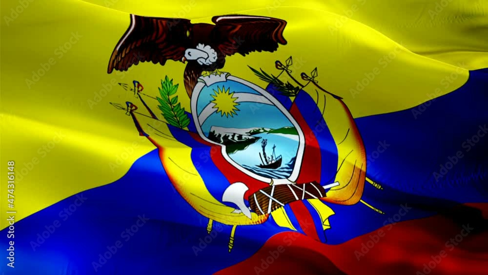 Ecuadorian flag. 3d Ecuador sign waving video. Flag of Ecuador holiday ...