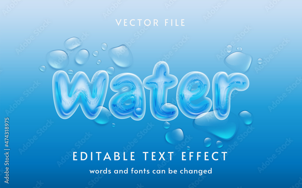 Water style text effect easy editable Stock Vector | Adobe Stock