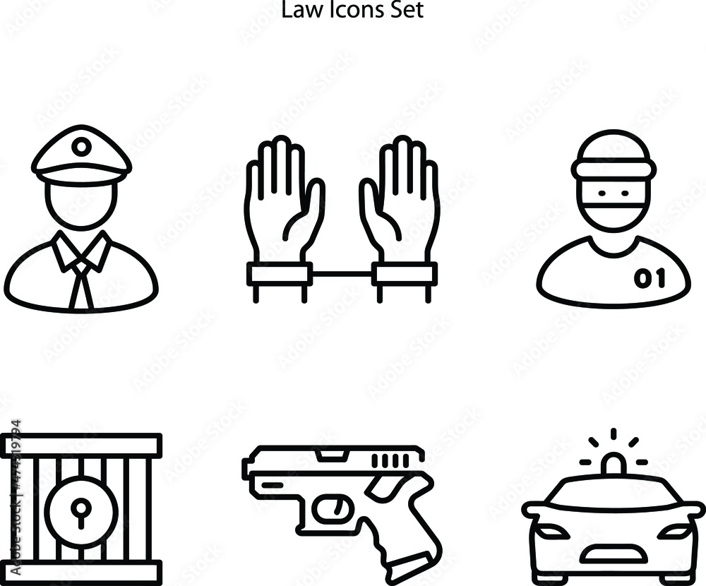police icons set isolated on white background. police icon thin line ...