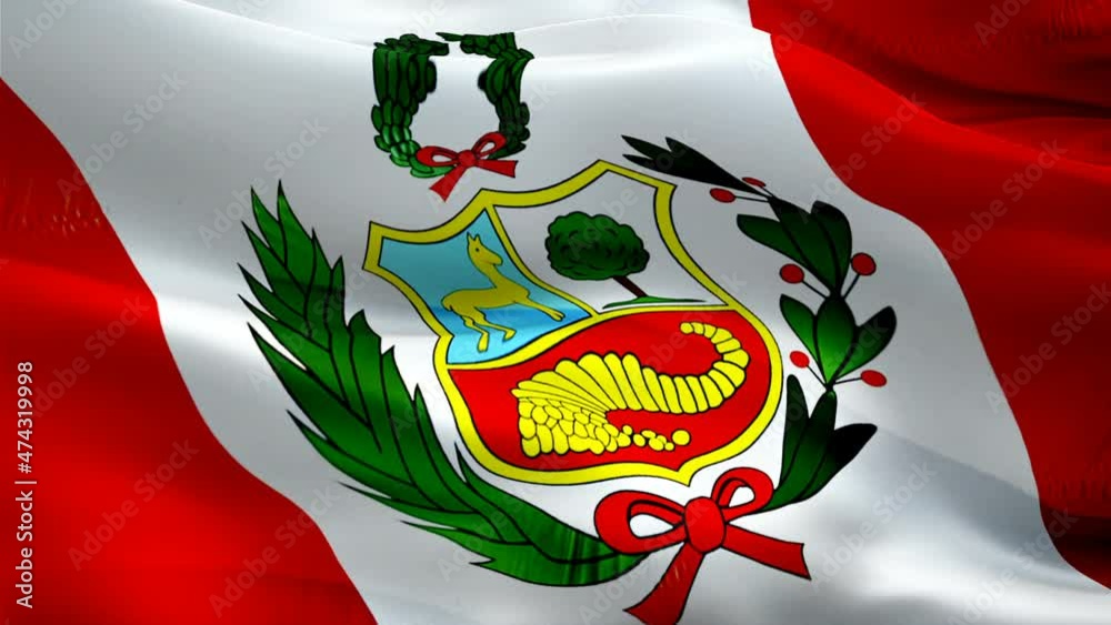 Peruvian flag. 3d Peru sign waving video. Flag of Peru seamless loop ...