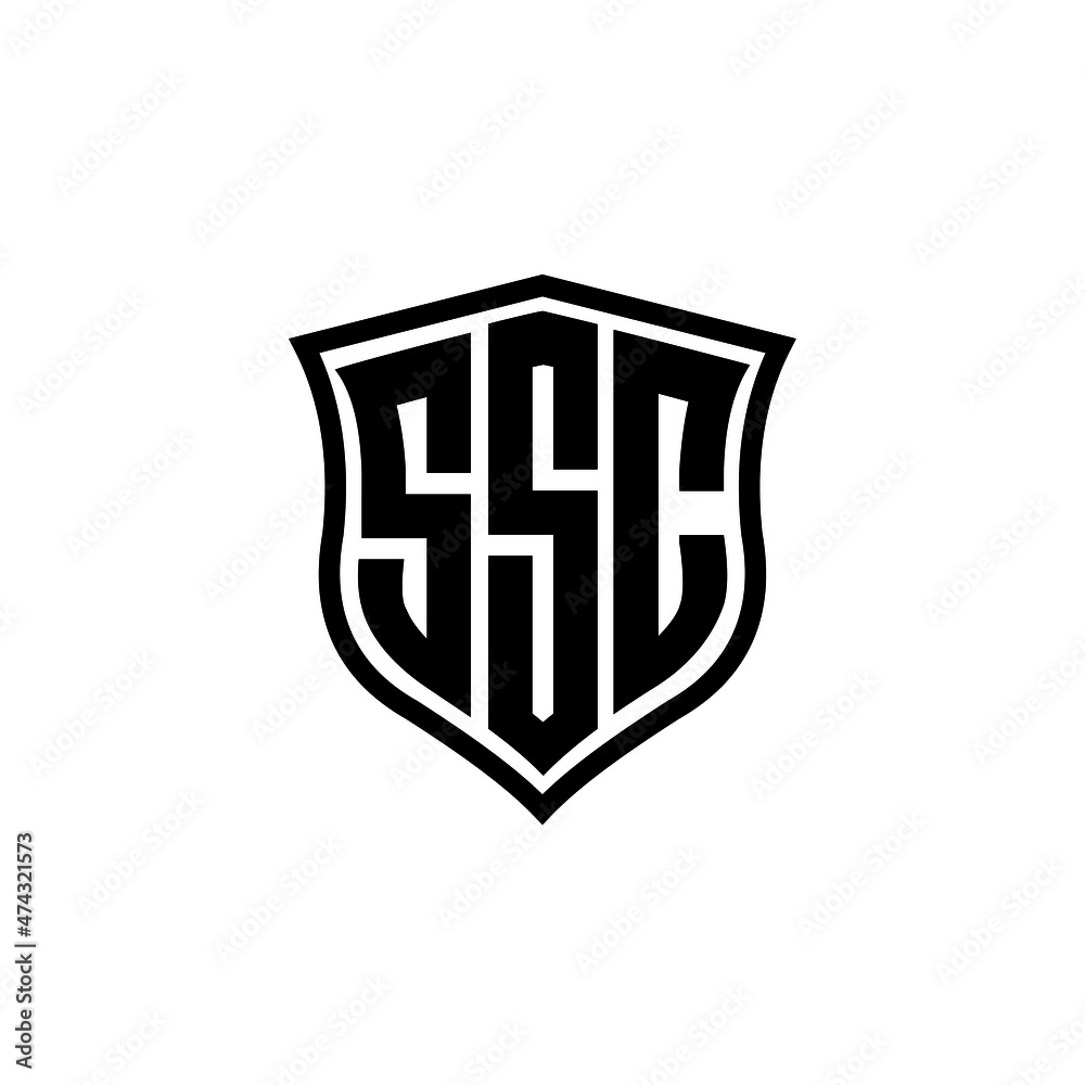 Vetor do Stock: SSC letter logo design with white background in ...