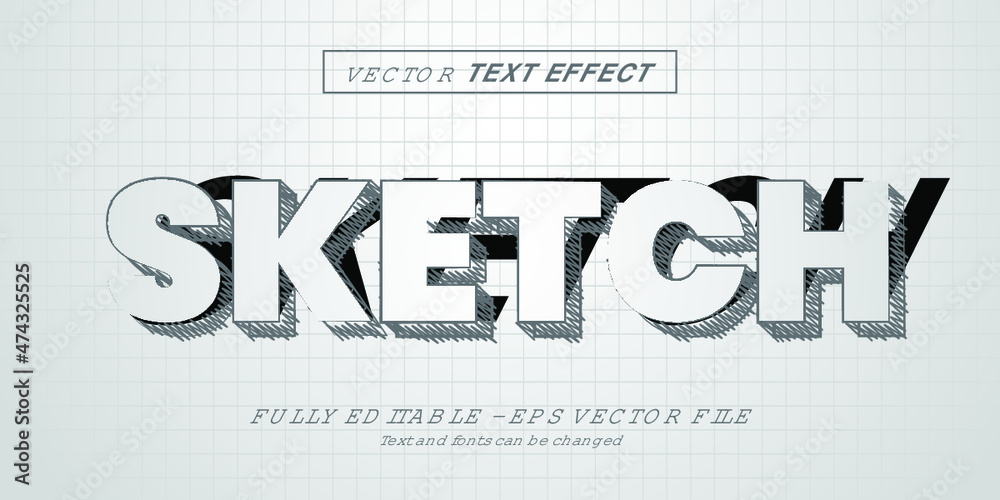 Pencil sketch text effect. editable font style Stock Vector | Adobe Stock