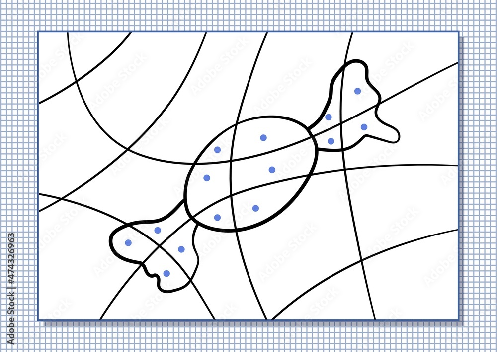 Cartoon coloring by dots for Kids. Printable worksheet. Candy. Stock ...