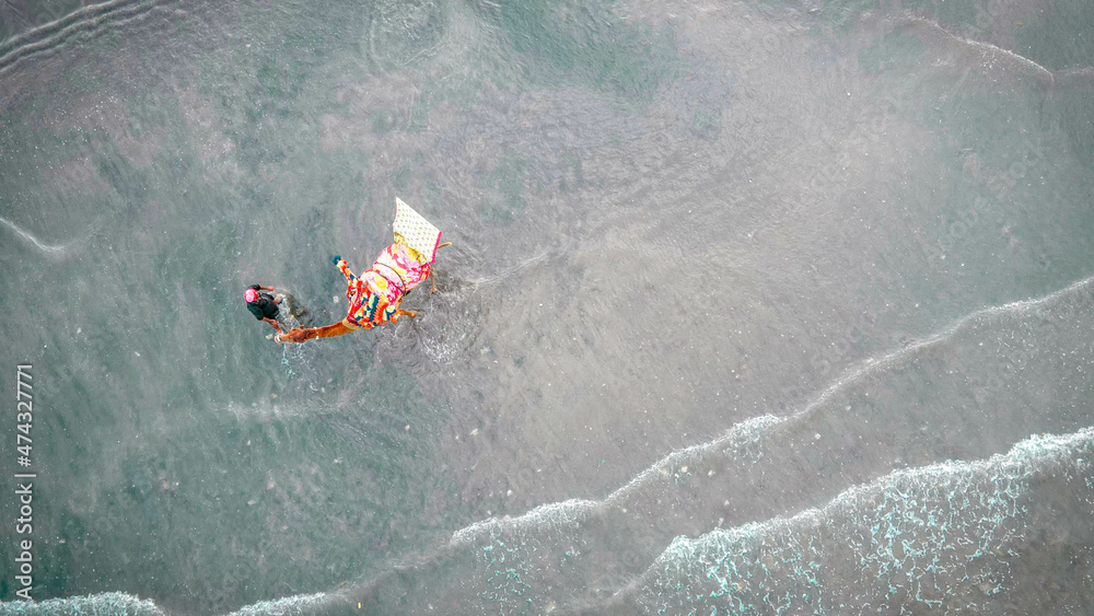an areal view of the camel at the sea site in Karachi, Pakistan. Stock ...