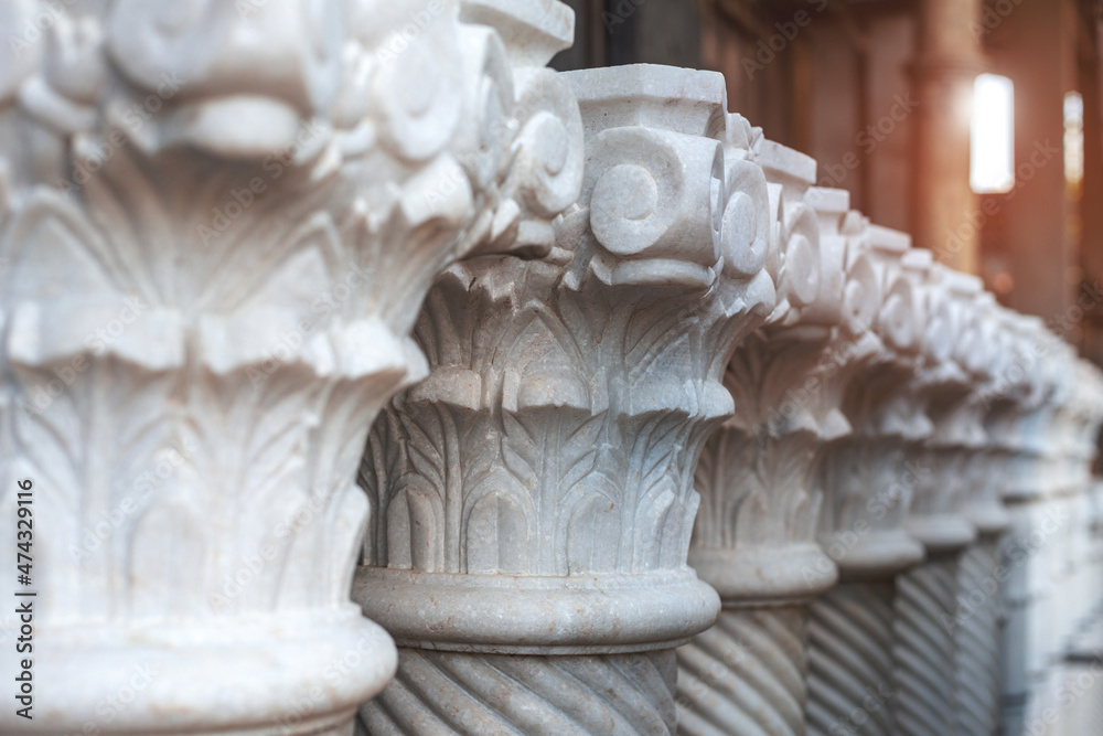 Classic antique Columns marble stone Courthouse or museum pillars ...