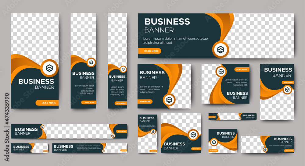 Business banner design web template Set, Horizontal header web banner ...