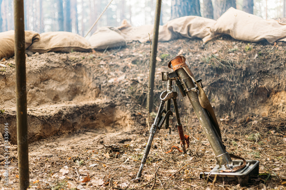 German mine-thrower mortar of times of the second world war. Wehrmacht ...