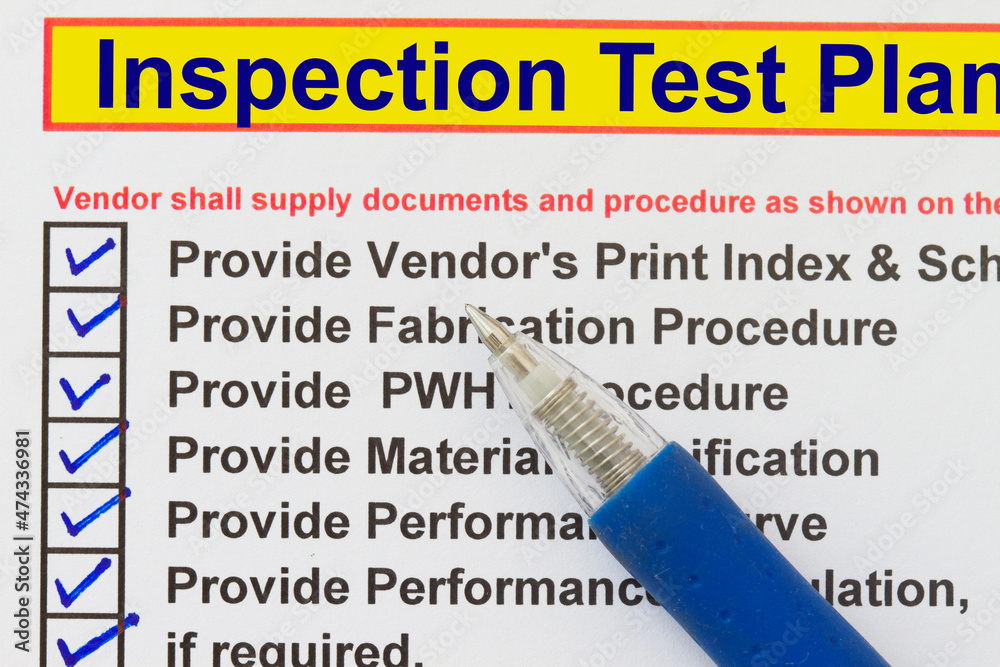 Inspection and test plan - concept for manufacturing plan Stock Photo ...