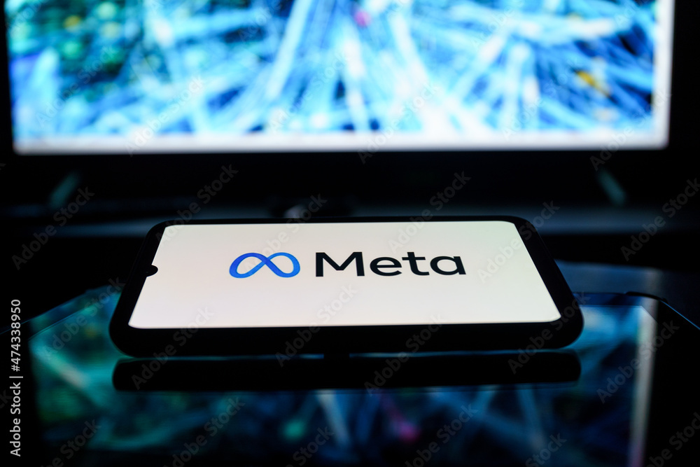 Meta logo in 3D futuristic background. The metaverse is a hypothesized ...