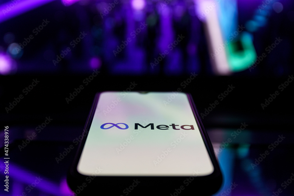 Meta logo in 3D futuristic background. The metaverse is a hypothesized ...