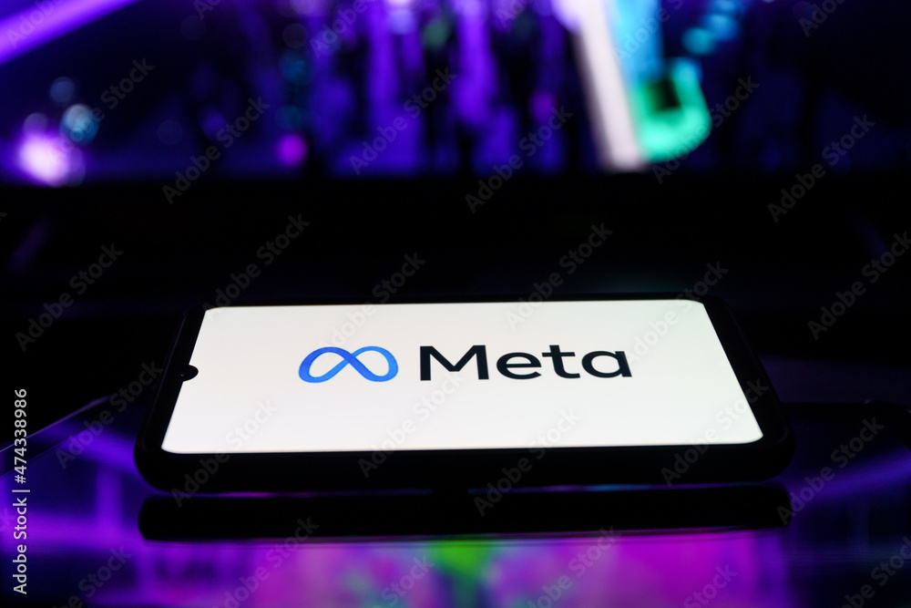 Meta logo in 3D futuristic background. The metaverse is a hypothesized ...