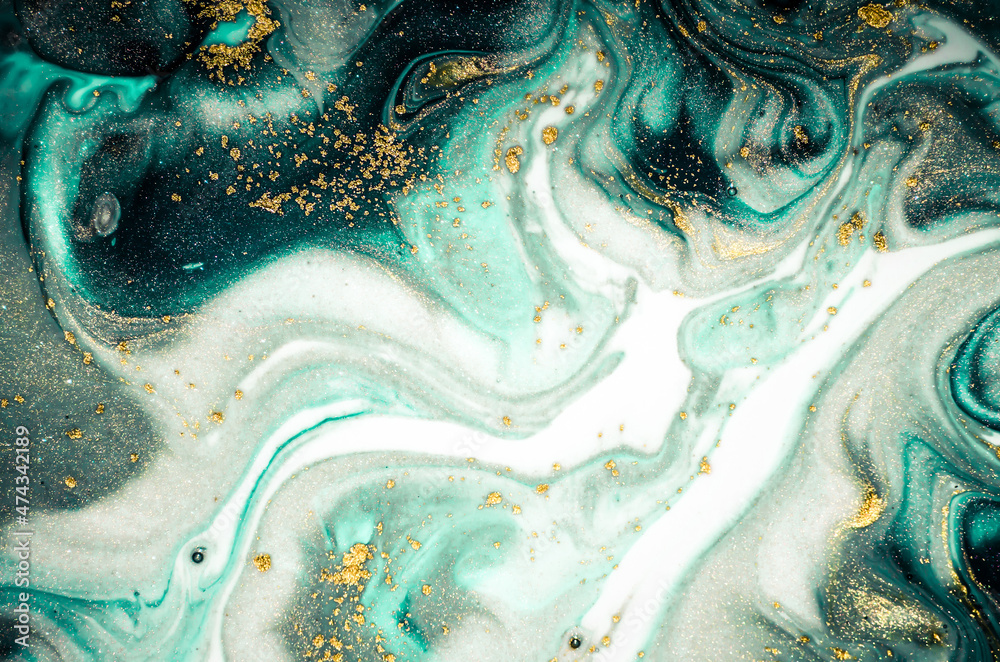 Natural luxury. Tiffany blue. Abstract ocean- ART. Style incorporates ...
