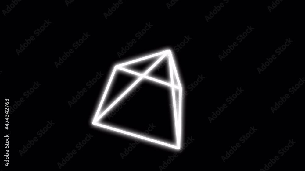 White 3d pyramid spinning with alpha channel. Outline pyramid rotating ...