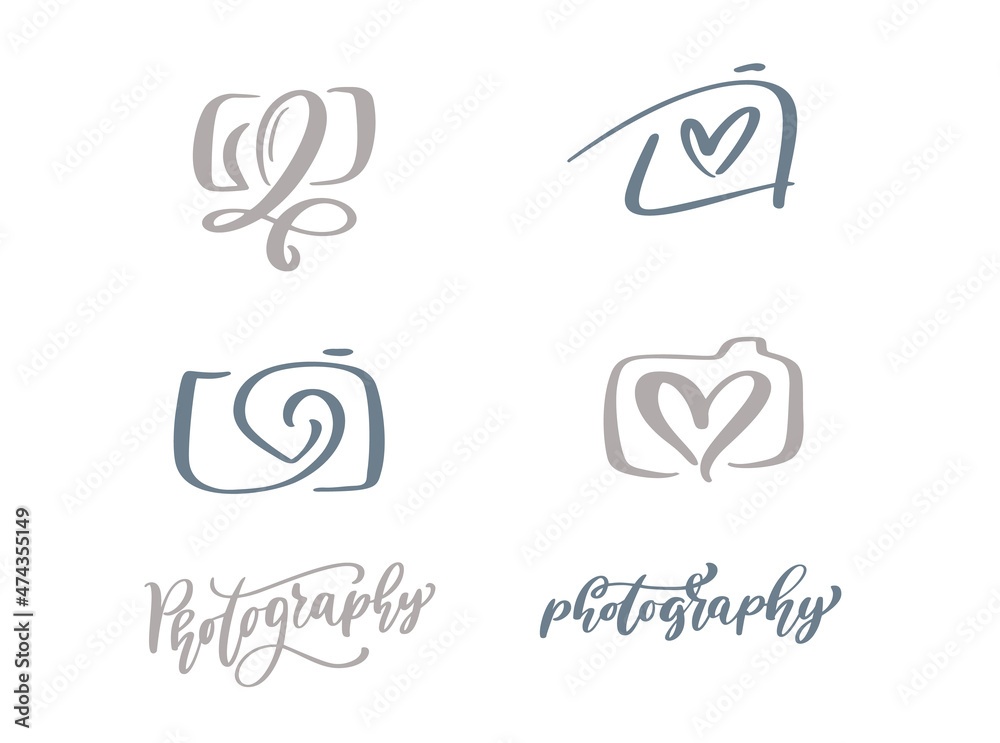 Calligraphy set of camera photography logo icon vector template ...
