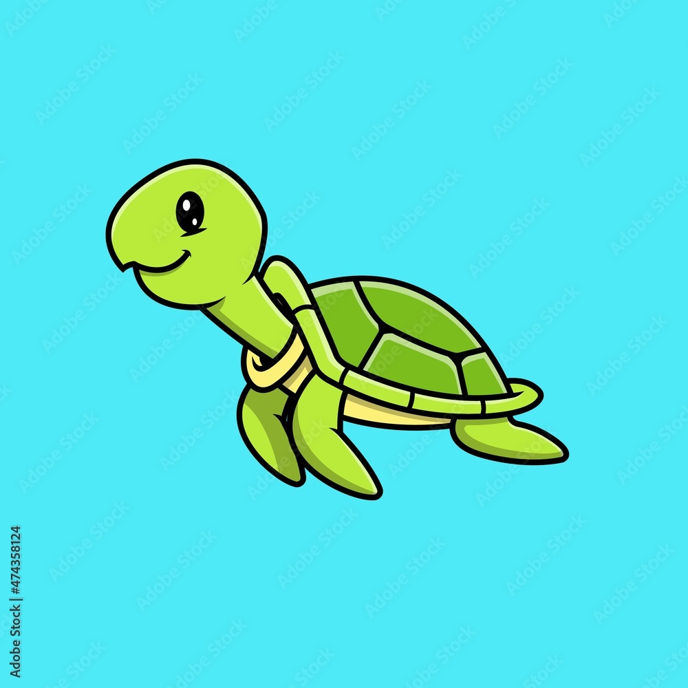Cute Turtle Cartoon Vector Icon Illustration. Animal Icon Concept ...