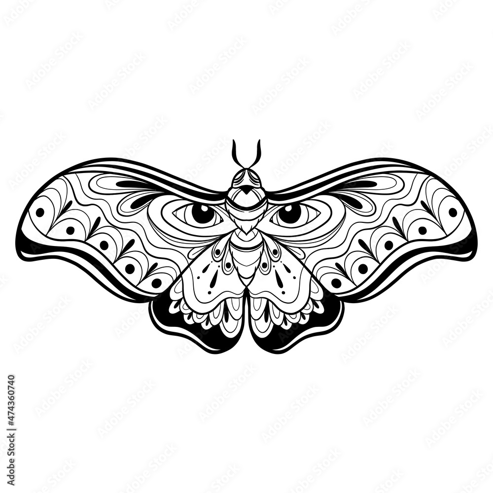 Butterfly sketch. Detailed realistic sketch of a moth Stock Vector ...