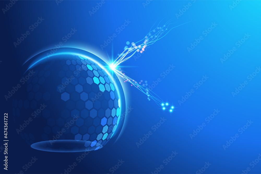 Bubble shield futuristic vector illustration on a blue background Stock ...