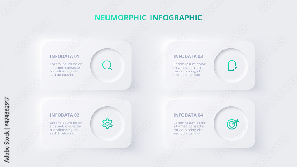 Neumorphic flowchart infographic. Creative concept for infographic with ...