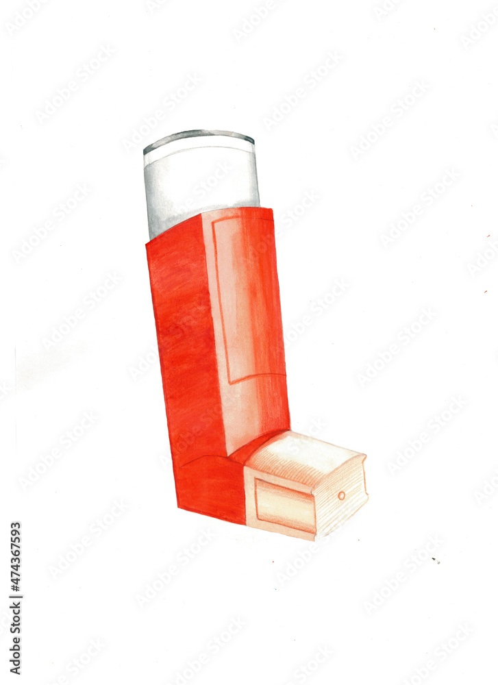 Raster isolated watercolor illustration hand drawn bright orange ...