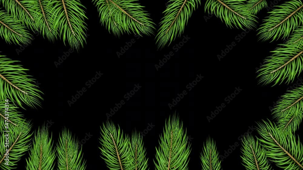 4K Design Christmas tree leaves rotating frame template design. New ...