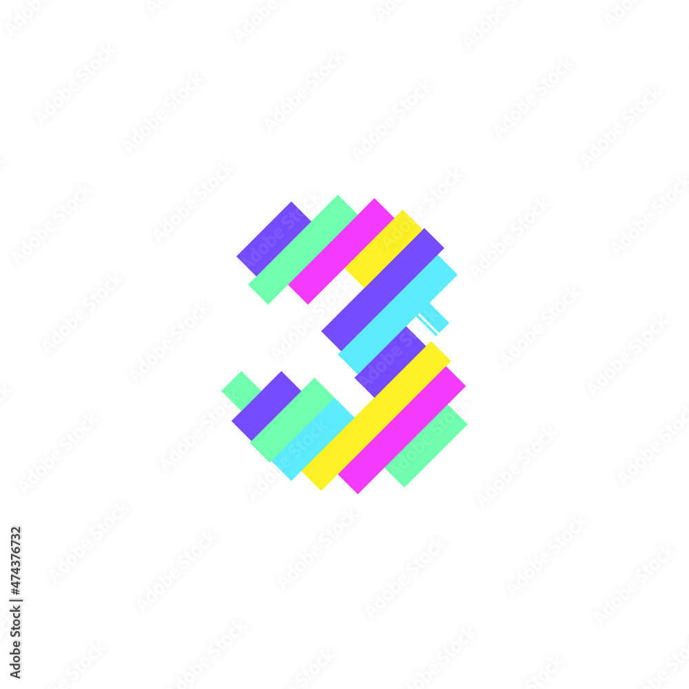 Vetor de Colorful modern Pixel 3 number logo design template. Creative ...