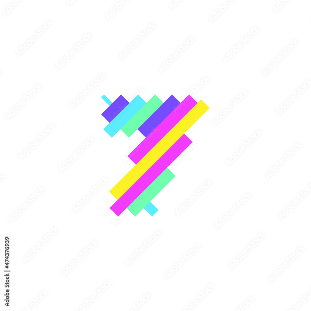 Colorful modern Pixel 7 number logo design template. Creative ...