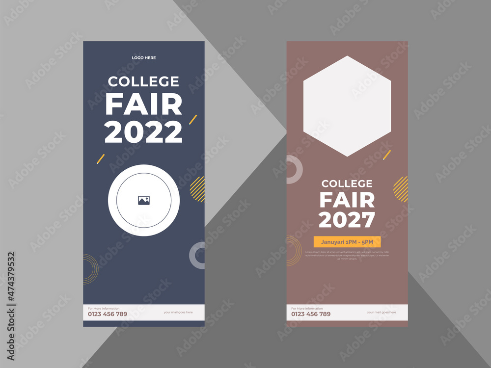 college fair roll up banner design template. college conference poster ...