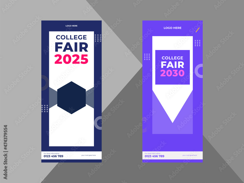 college fair roll up banner design template. college conference poster ...