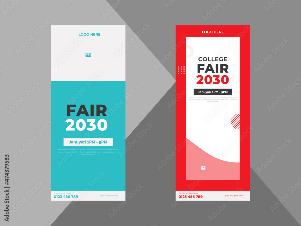 college fair roll up banner design template. college conference poster ...