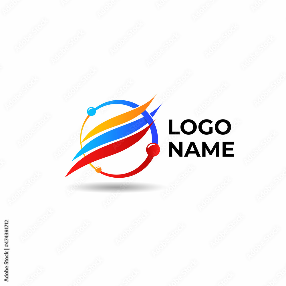 Vector logo design of 3 color gradient with circle and wings. This logo ...