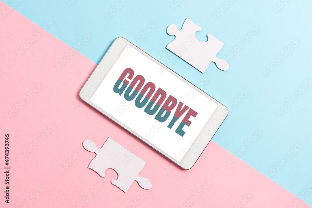 Writing displaying text Goodbye. Internet Concept used to express good ...