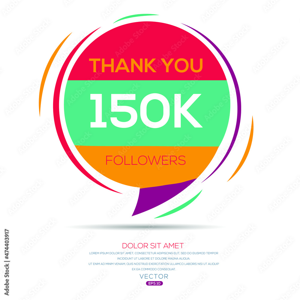 Creative Thank you (150k, 150000) followers celebration template design ...