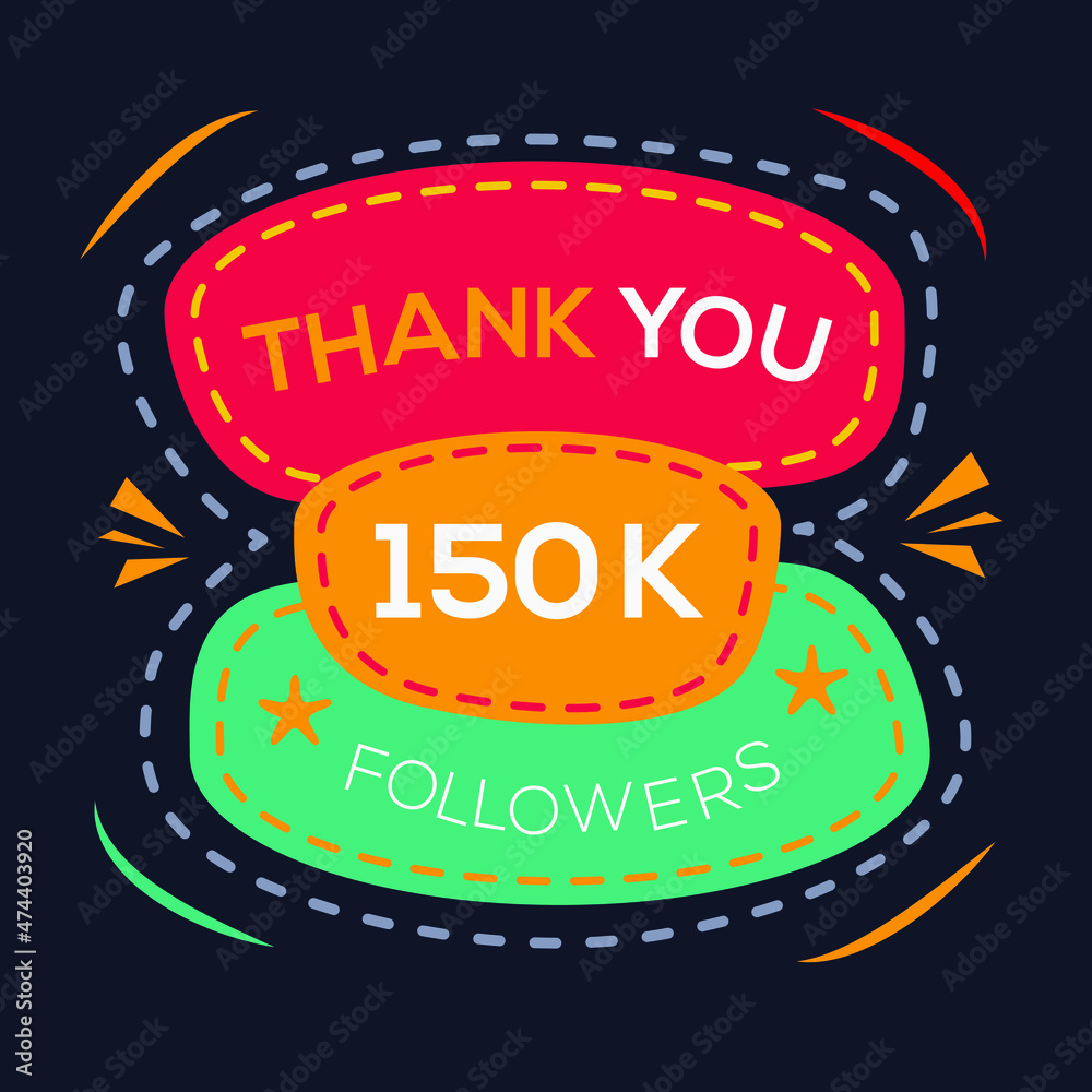 Creative Thank you (150k, 150000) followers celebration template design ...