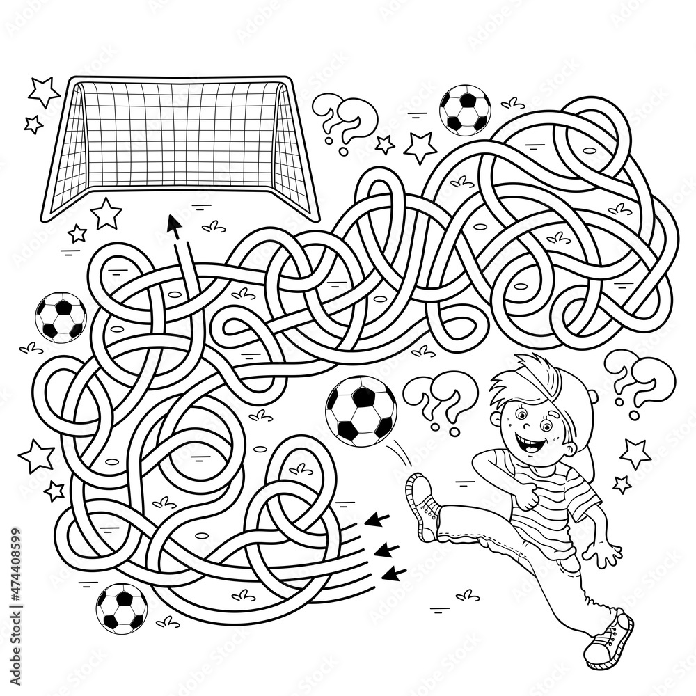 Maze or Labyrinth Game. Puzzle. Tangled road. Coloring Page Outline Of ...