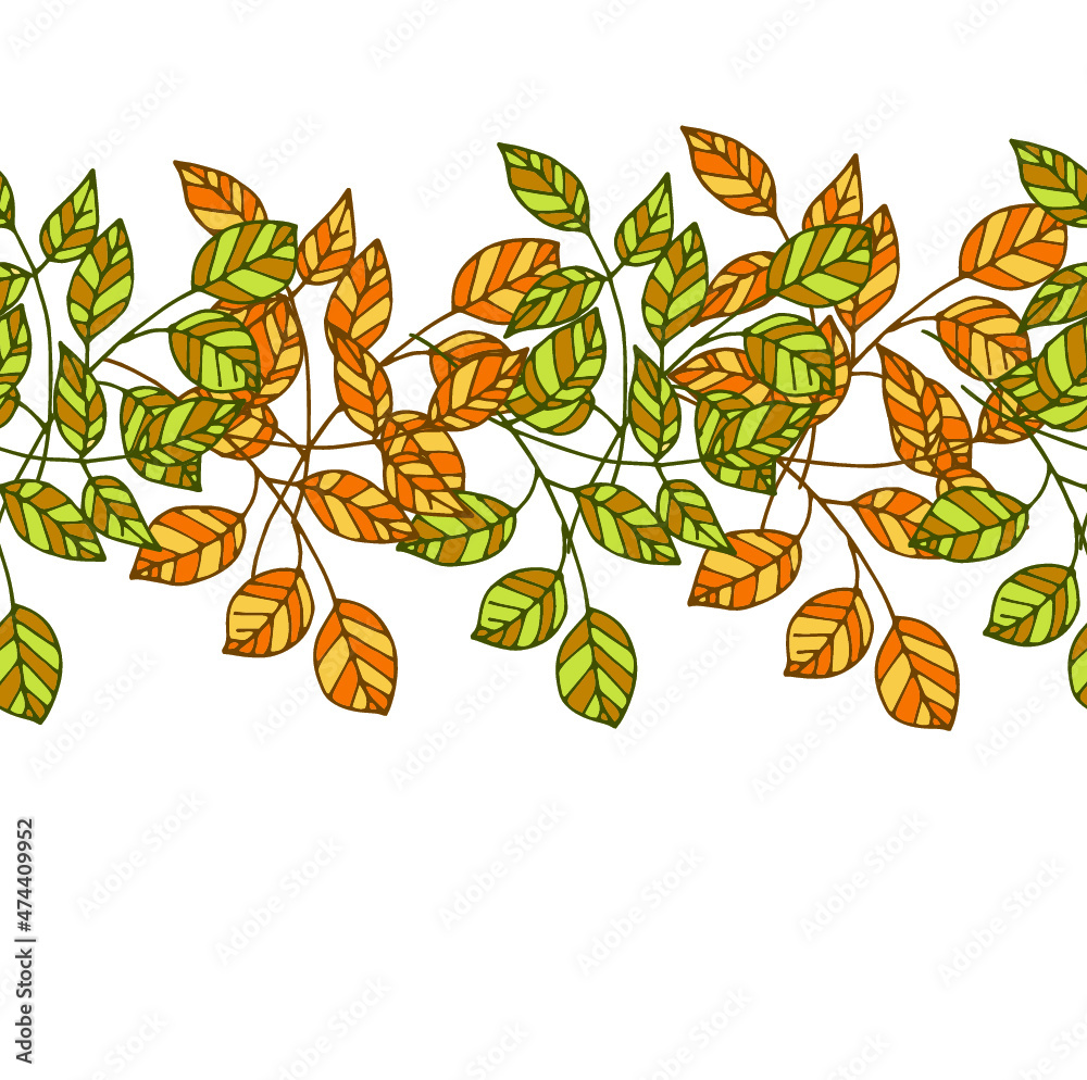 vector border brush seamless of leaves Stock Vector | Adobe Stock
