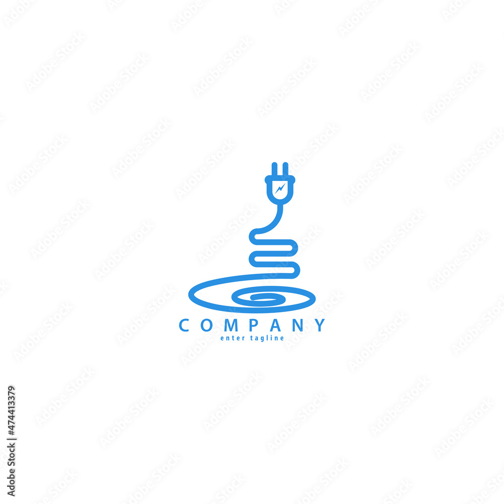 Electric logo element design with cable reel editable Stock Vector ...