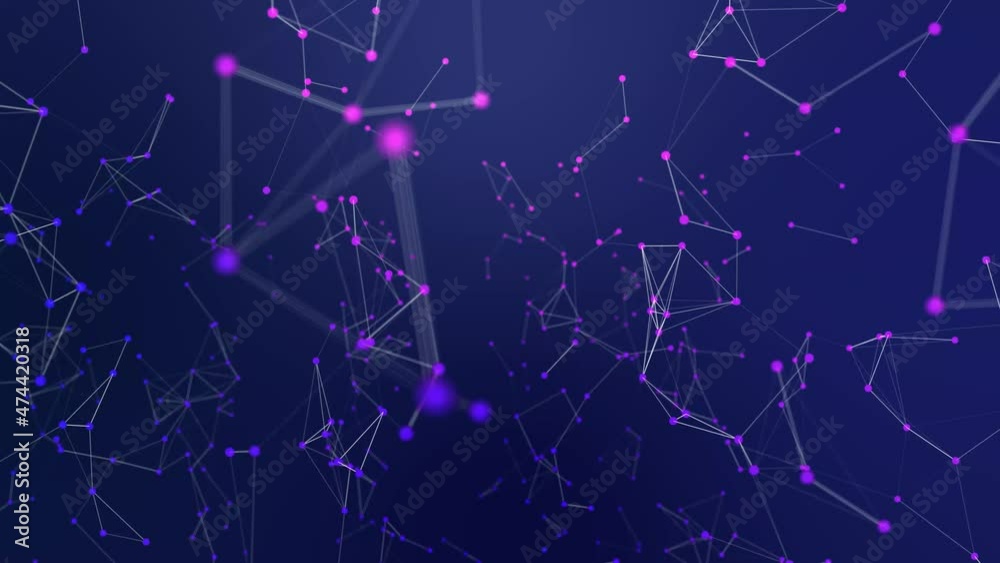 Blue fantasy abstract technology, engineering and science motion background with particles and ...